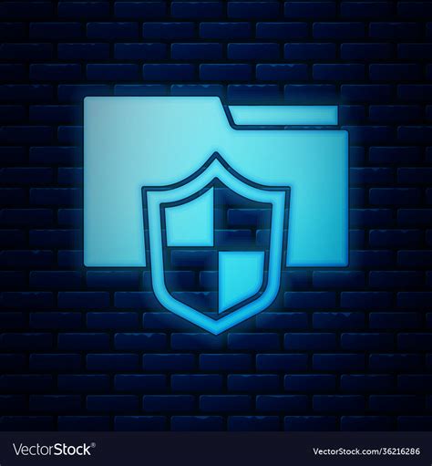 Glowing Neon Document Folder Protection Concept Vector Image