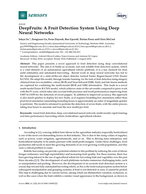 Deepfruits A Fruit Detection System Using Deep Neu Pdf Image Segmentation Computer Vision
