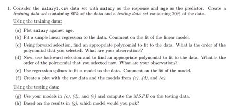 Solved Columns In The Salary1csv Dataset ﻿id ﻿year Age