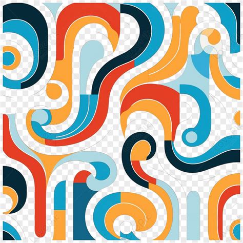 그루비 요소가 있는 선형 복고풍 원활한 패턴겁내는칠십 Png 일러스트 무료 다운로드 Lovepik