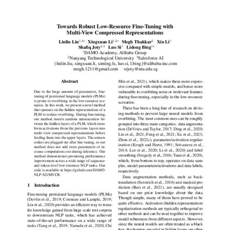 Towards Robust Low Resource Fine Tuning With Multi View Compressed