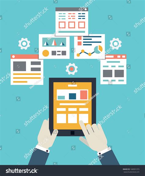 Flat Vector Illustration Mobile Application Optimization Stock Vector