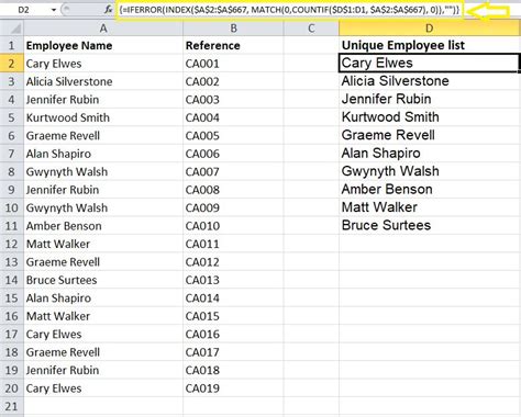Excel Formula To Create A List Of Unique Values Printable Forms Free