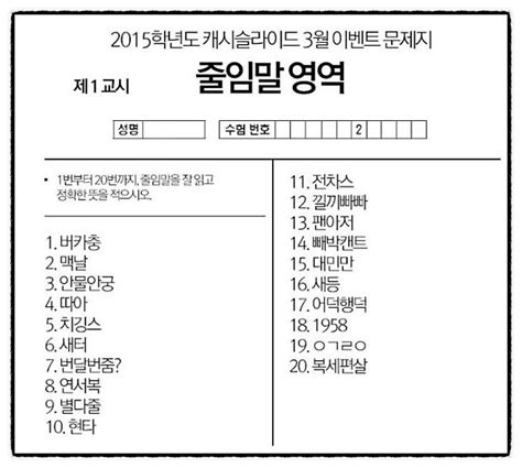 요즘 줄임말 영역 And 신조어 모음 네이버 블로그