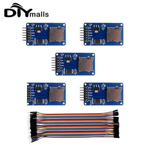 Diymalls 5pcs Sd Card Module Mini Tf Card Reader Writer Sensor 40p ชายหญิง Dupont Cable