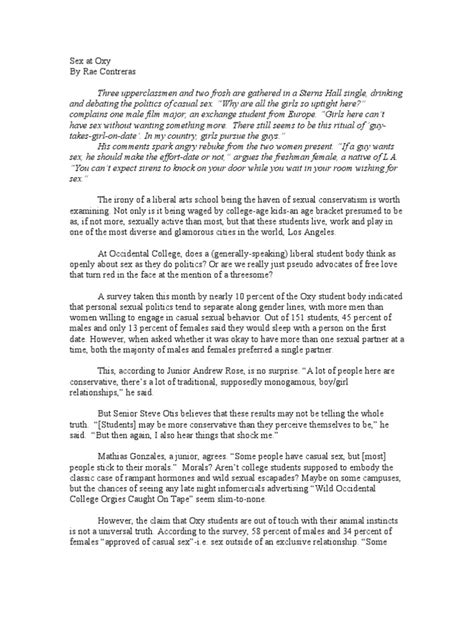 Sex At Oxy Pdf Human Sexual Activity Casual Sex