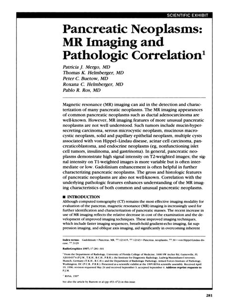 Pdf Pancreatic Neoplasms Mr Imaging And Pathologic Correlation