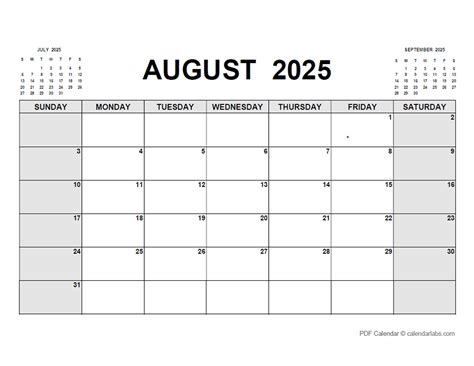 August Calendar 2025 Printable Jace Printable