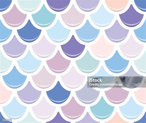 인 어 꼬리 완벽 한 패턴입니다 다채로운 물고기 피부 배경입니다 최신 유행 파스텔 핑크와 퍼플 색상입니다 인쇄 및 웹 귀여운에