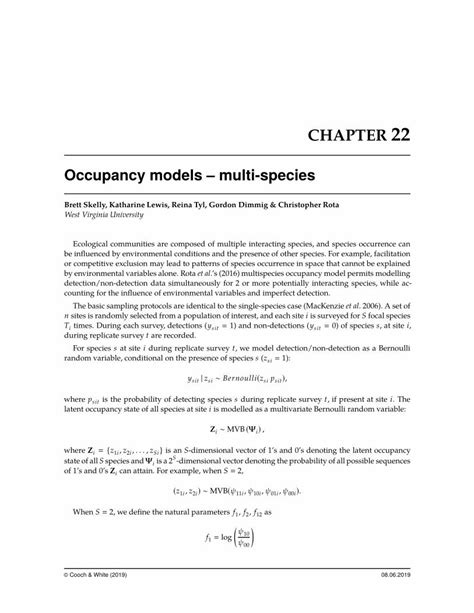 Pdf Occupancy Models Multi Species · 221 Multi Species Occupancy
