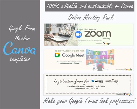 10 Editable Google Form Header Templates With Canva For Online Etsy India