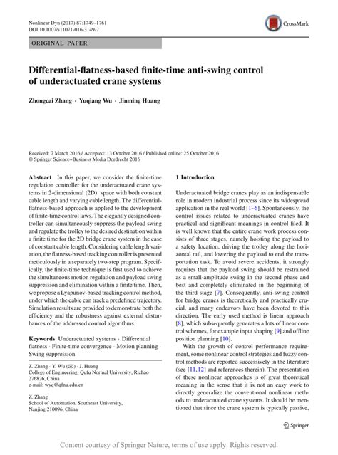 Differential Flatness Based Finite Time Anti Swing Control Of Underactuated Crane Systems