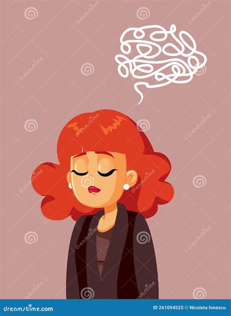 Sad Woman With Thinking Bubble Vector Cartoon Illustration Stock Vector