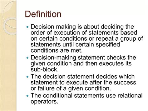 Decision Statements In C Language Pptx Programming Languages Computing