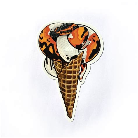 Ball Python Ice Cream Cone Sticker Electricblack