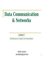 Lecture Introduction To Data Communication Ppt Data Communication Networks Lecture