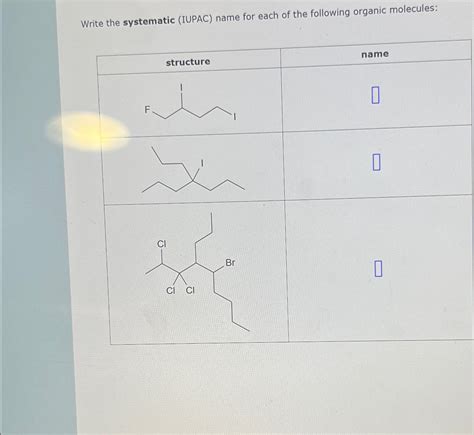 Solved Write The Systematic Iupac ﻿name For Each Of The