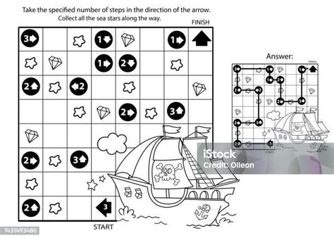 미로 또는 미로 게임 수수께끼 보물 섬 만화 해적선의 색칠 페이지 개요 아이들을위한 색칠 공부책 0명에 대한 스톡 벡터 아트 및 기타 이미지 Istock