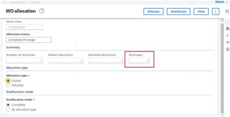 Partial Quantity Allocated Work Order Display In Operation Tracking