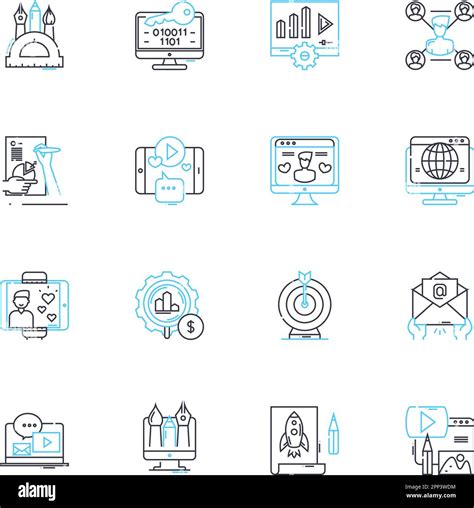 Set Di Icone Lineari Visual Art Impressionismo Astrazione Realismo Surrealismo