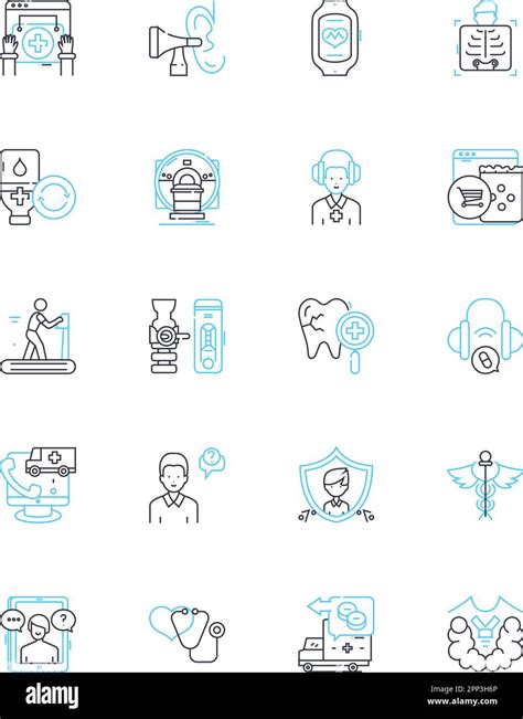 Biotech Linear Icons Set Genomics Bioreactors Proteomics Gene