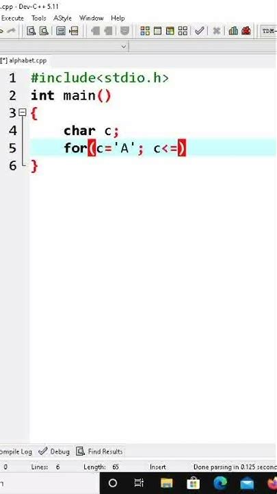 c language alphabet print a to z c clanguage ytshorts shortsfeed clanguageprogramming c