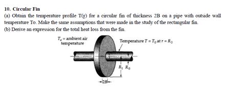 Solved 10 Circular Fin A Obtain The Temperature Profile