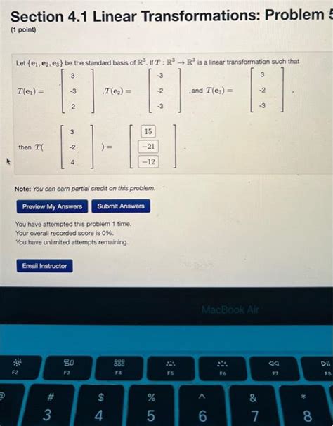 Solved Section Linear Transformations Problem Point Chegg