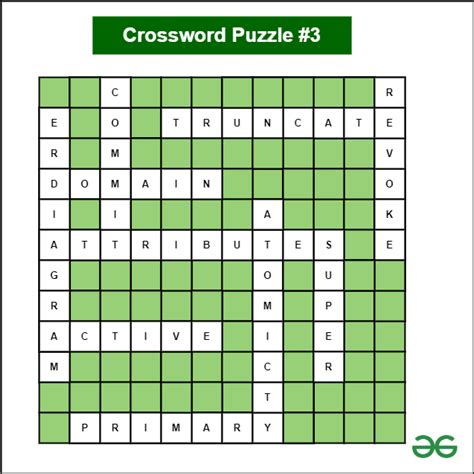 Crossword Puzzle Of The Week 3 For Database And Queries GeeksforGeeks
