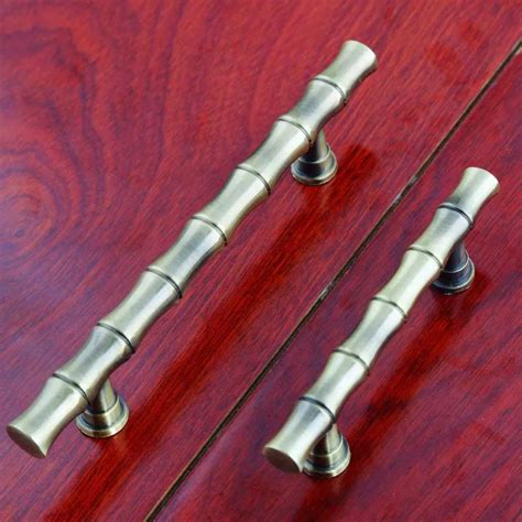 Vintage Style Bamboo Furniture Handles 64mm Bronze Drawer Cabinet Pulls