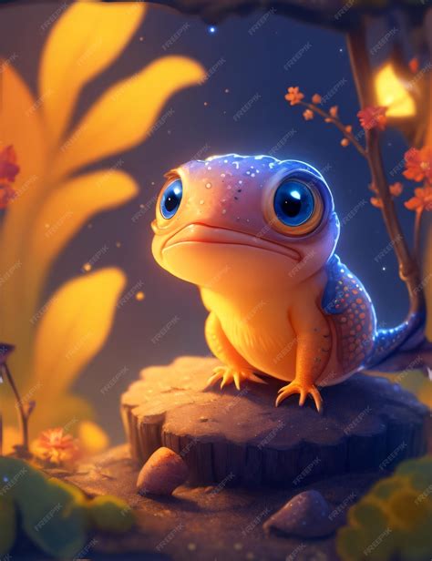 Premium Ai Image Cute Adorable Newt Illustration