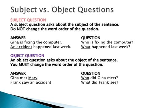 teacher rosa subject questions and object questions
