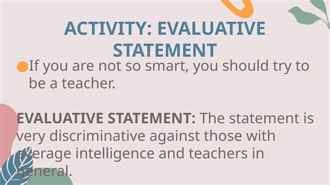 L1 Evaluative Statement Pptx Evaluative Statement Is A Way Of Expressing An Opinion About