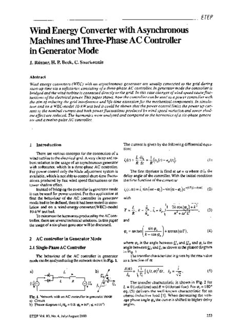 Pdf Wind Energy Converter With Asynchronous Machines And Three Phase