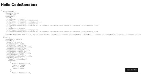 Sql Ast Examples Codesandbox