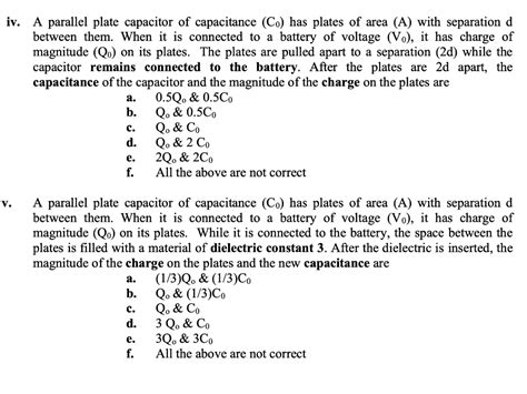 Solved A Parallel Plate Capacitor Of Capacitance C0 Has