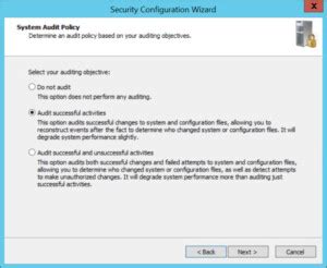 Configure Audit Policy Using The Security Configuration Wizard