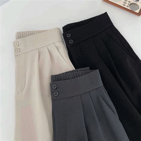 허리들뜸제로편해요 허리잘록 투버튼 탄탄 뒷밴딩 와이드 슬랙스 체형커버 에이블리