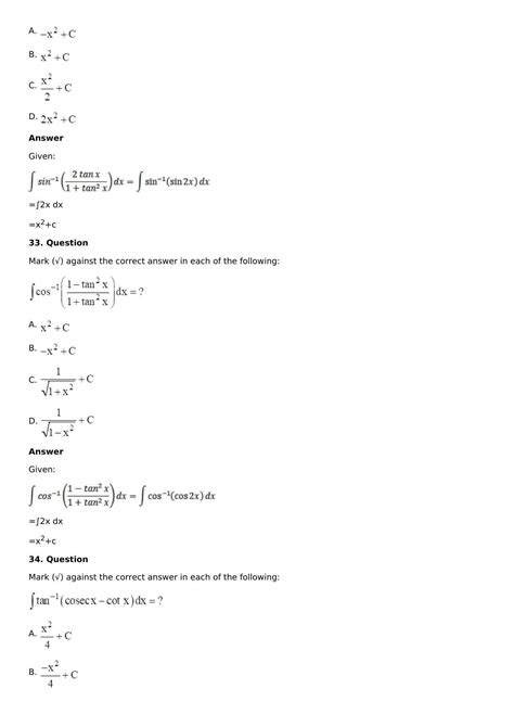 Rs Aggarwal Solutions For 12th Class Maths Chapter 12 Indefinite