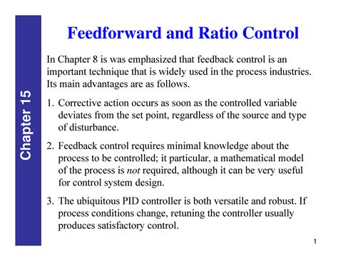 Chapter 15 Feedforward And Ratio Control Chapter 15 Feedforward And