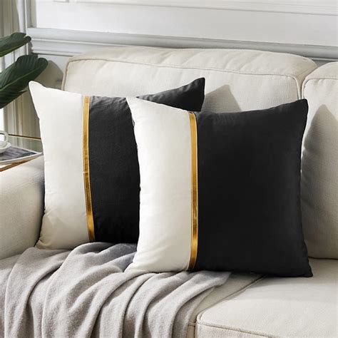 Fancy Homi 2 Packs Black Decorative Throw Pillow Covers