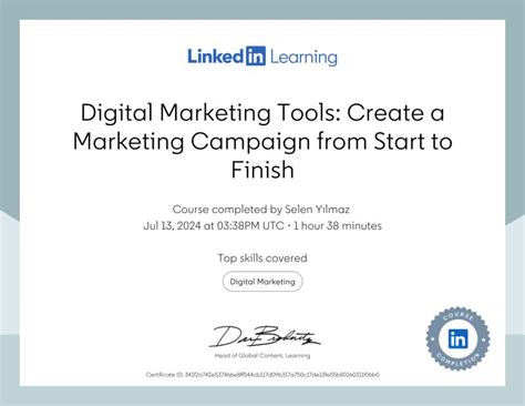 Selen Yılmaz Linkedin‘de Certificate Of Completion
