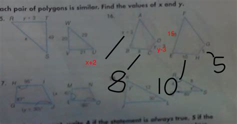 solved each pair of polygons is similar find the values of