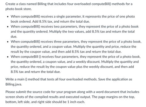 [solved] create a java program create a class named billing that