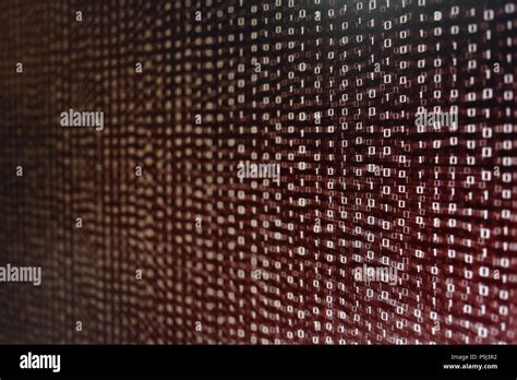 Blocks Of Binary Data Blockchain Concept Red Background With Computer