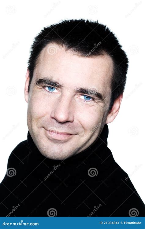 Handsome Caucasian Man Blue Eyes Smiling Portrait Stock Image Image