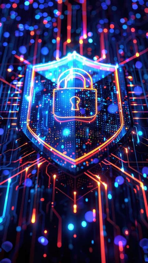 Digital Shield With Padlock And Data Lines Representing Advanced Cybersecurity And Digital