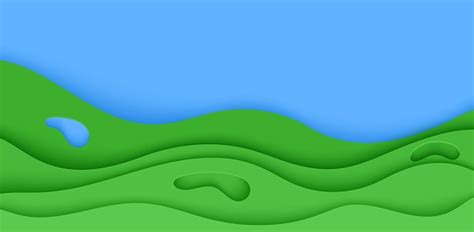 컷 페이퍼 스타일의 추상 녹색 전단지 지구 포스터 생태 브로셔 프리젠 테이션 텍스트 장소초대장을 저장하기위한 컷 아웃 잔디 파도와 푸른 하늘 템플릿 벡터 일러스트레이션 3