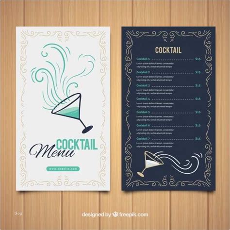 Cocktailkarte Vorlage Großartig Elegante Cocktailkarte Vorlage