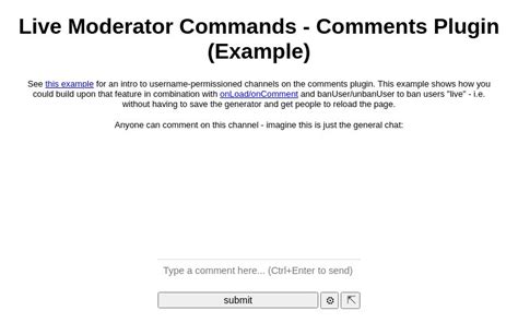 Live Moderator Commands Comments Plugin Example